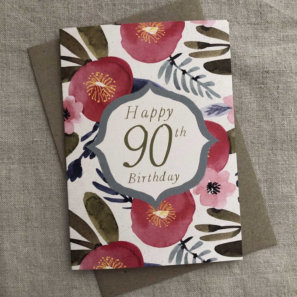 FLORAL 90TH BIRTHDAY CARD – THE DRAWING BOARD